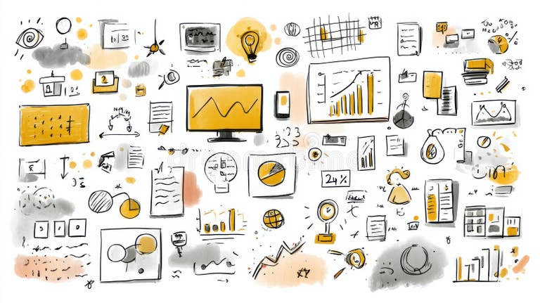 Creative Illustration of Business Data Analysis and Statistics with ...