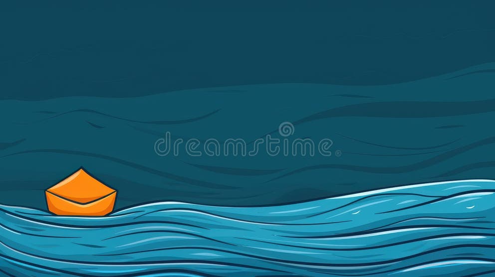 Creative Illustration of a Continuous Line Mail Envelope Sinking in ...