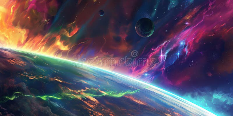 Creative Illustration of a Cosmic Horizon with Vibrant Colors and ...