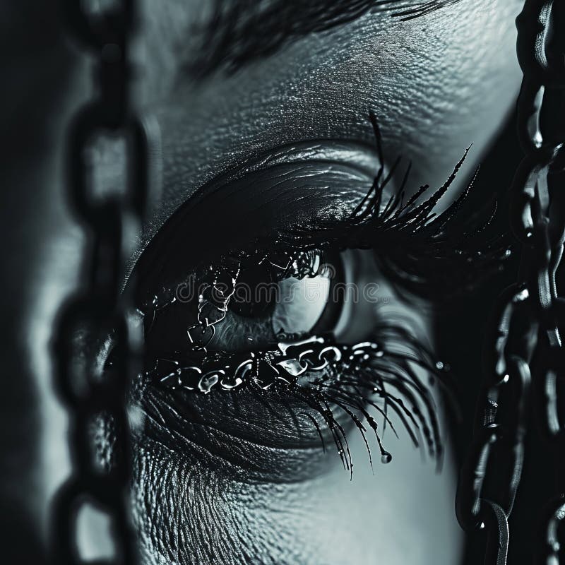 Creative Illustration Depicting an Eye with Chains, Symbolizing ...