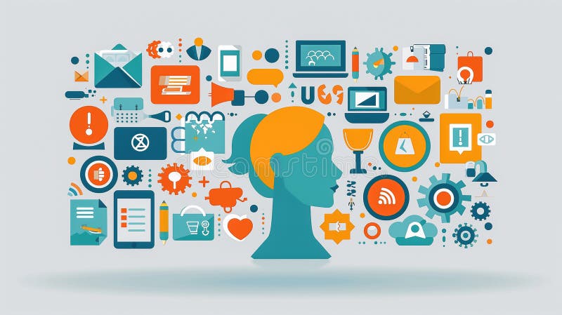 Creative Illustration of Digital Communication and Technology Stock ...