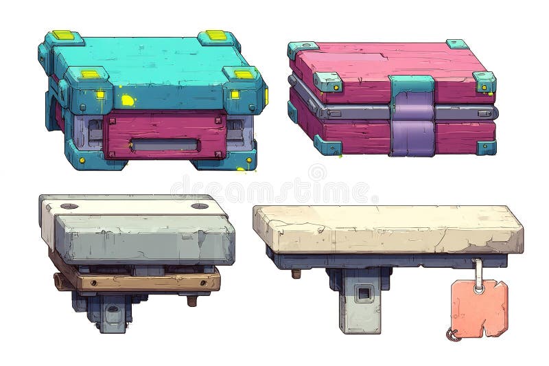 Creative Illustration of Diverse Colorful Crates and Platforms Designed ...