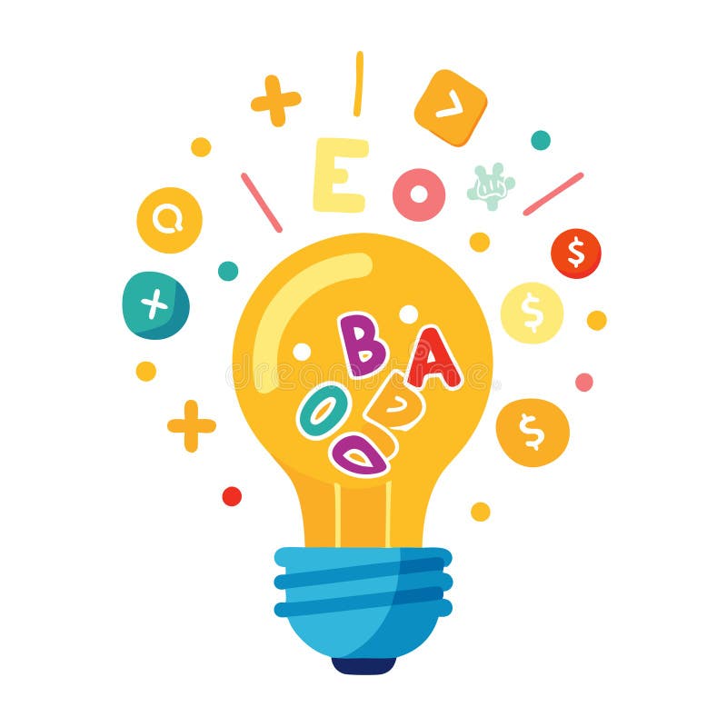 Bright Idea Concept: Creative Typography and Elements in a Light Bulb ...