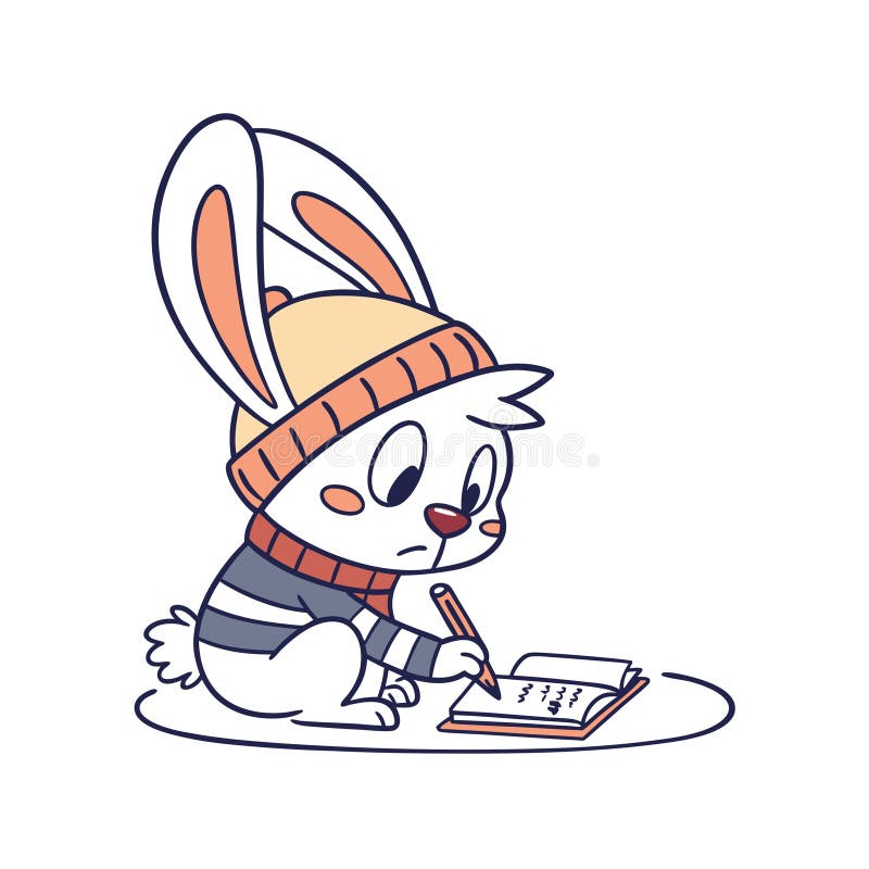 Creative Rabbit Expressing Thoughts in Journal Stock Illustration ...