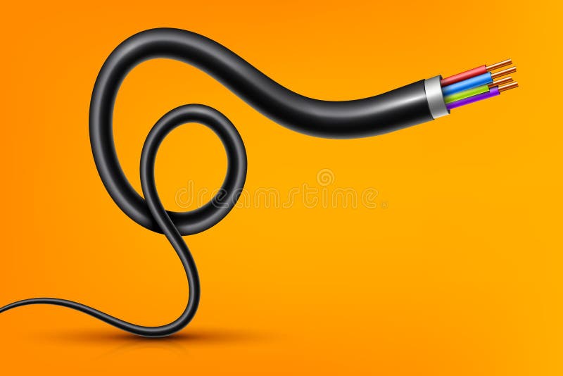 Creative Illustration of Flexible Electric Copper Wires, Network Curved ...