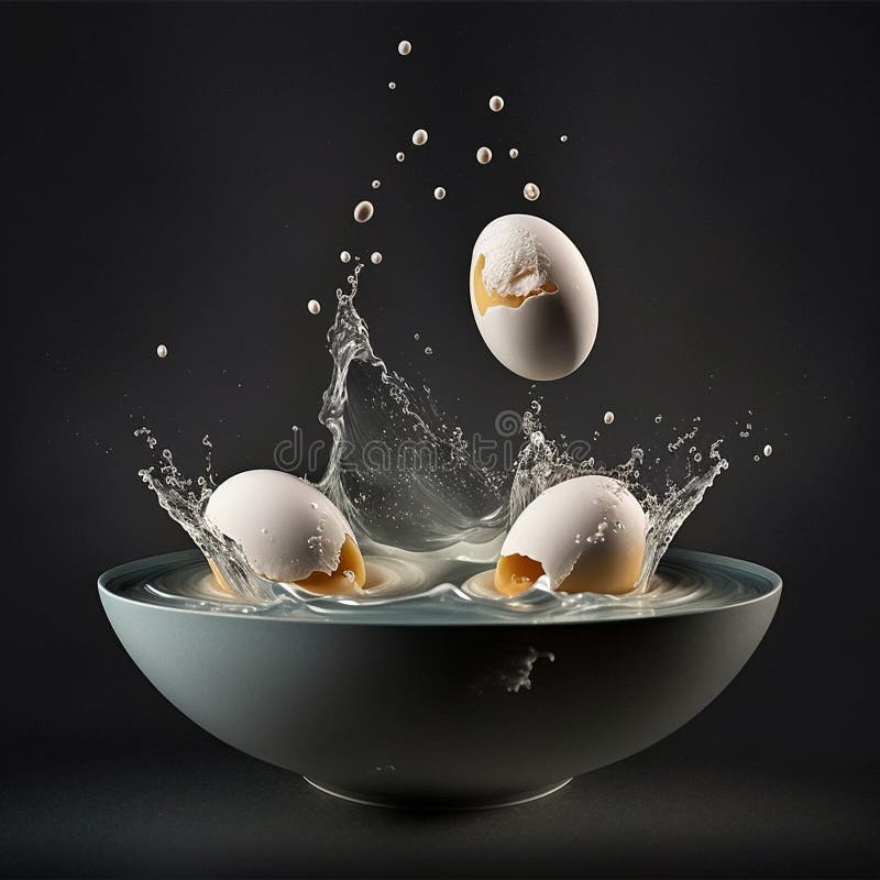 Flying Eggs Cracking and Splattering, Created by Generative Ai Stock ...
