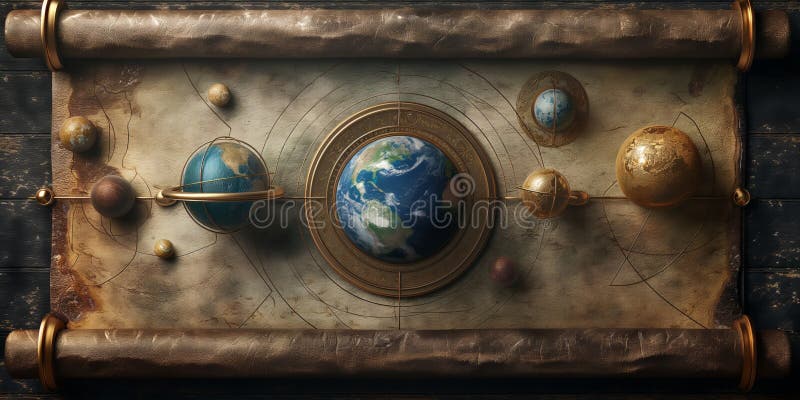 Creative Illustration of a Geocentric Model with Earth at the Center ...