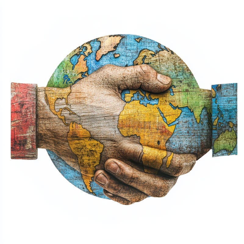 A Creative Illustration of a Handshake Around the Globe, Symbolizing ...