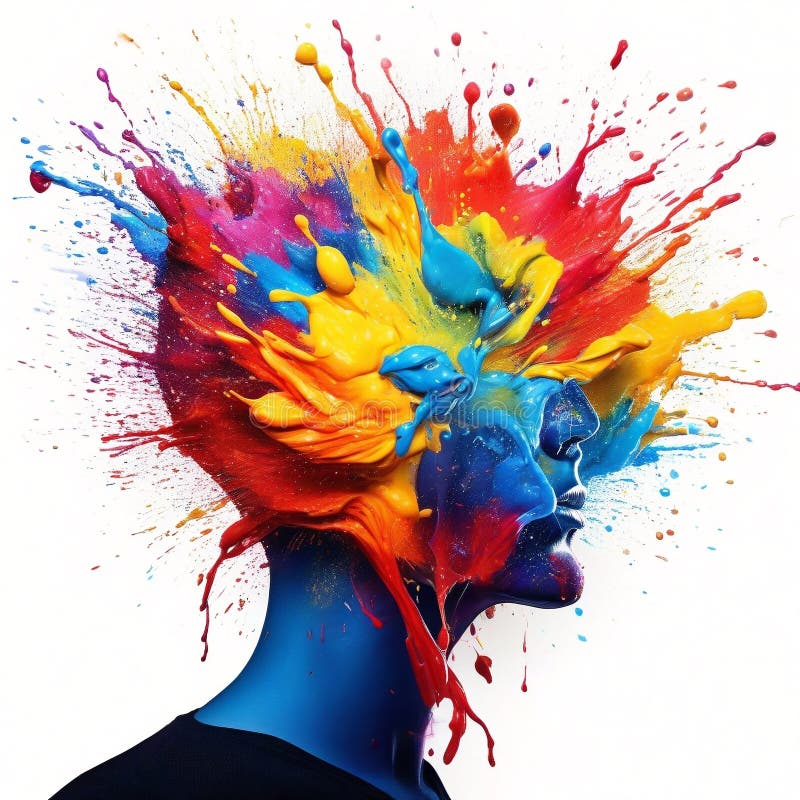 Creative Illustration of a Human Brain with Colourful Smoke and Ink ...
