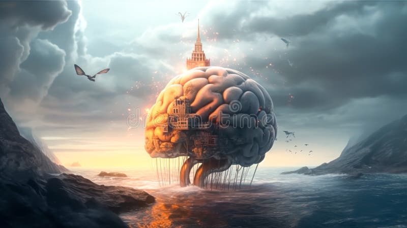 Creative Illustration with Human Mind, Generative AI. Stock Photo ...