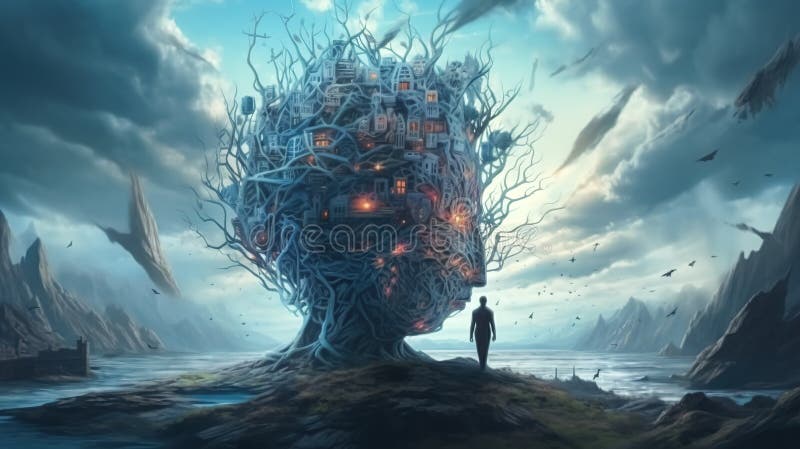 Creative Illustration with Human Mind, Generative AI. Stock Photo ...