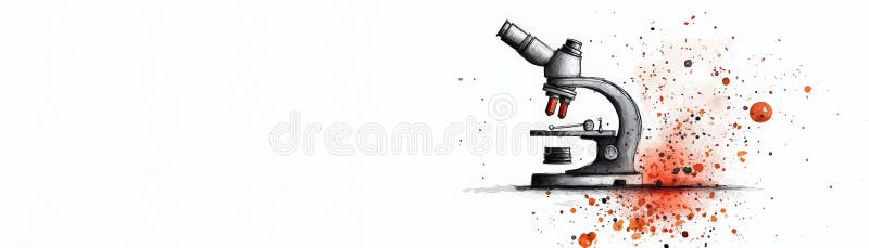 A Creative Illustration of a Microscope with Vibrant Splashes of Color ...