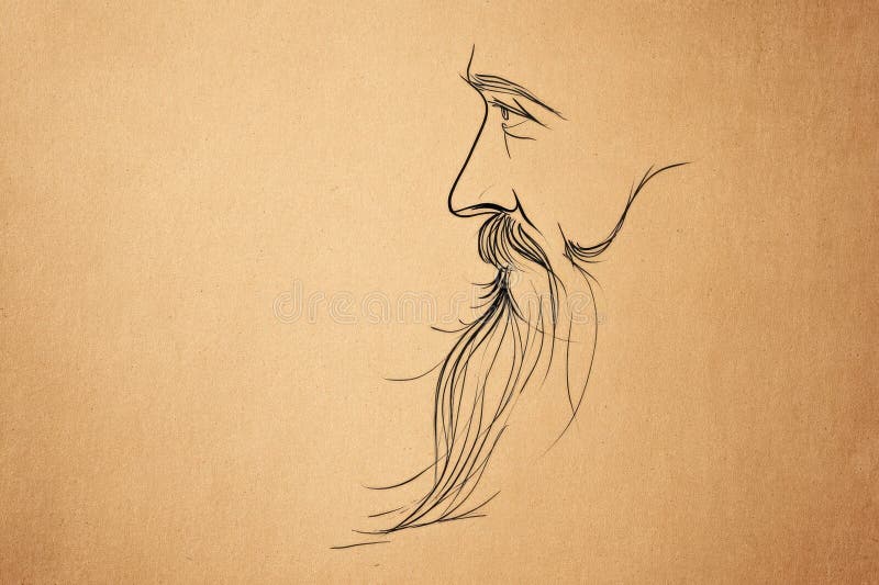 Creative Illustration of a Minimalist Beard Design on Textured Craft ...