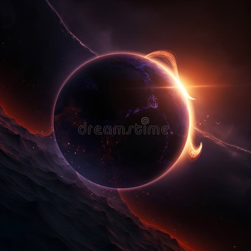 Creative Illustration of Natural Phenomenon of Eclipse Stock ...