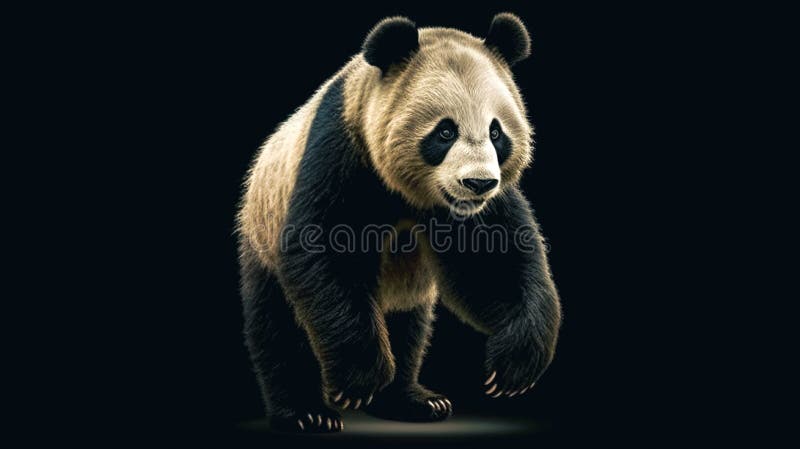 Creative Illustration with Panda on Black Background, Generative AI ...