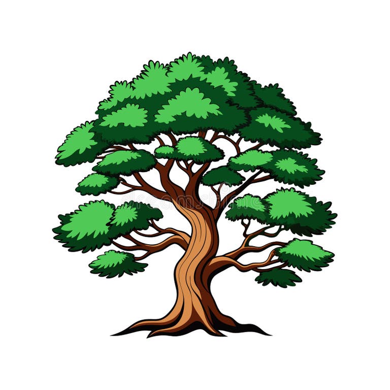 Creative Illustration of Juniper Tree Stock Illustration - Illustration ...