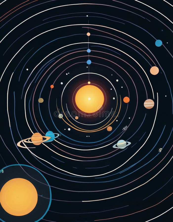 Artistic Solar System Representation Stock Illustration - Illustration ...