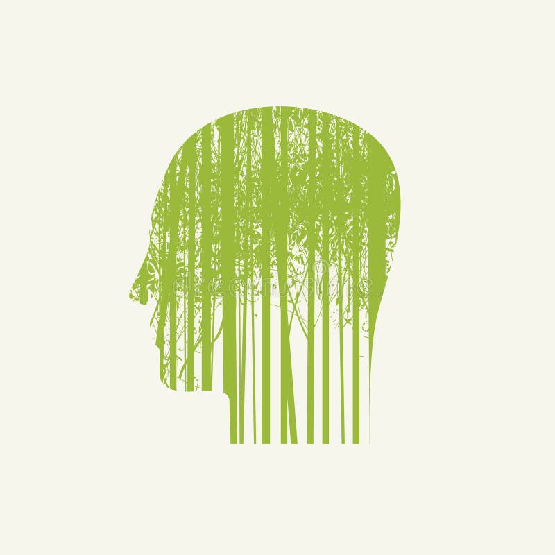 Human Head in Profile with Green Young Trees Stock Vector ...