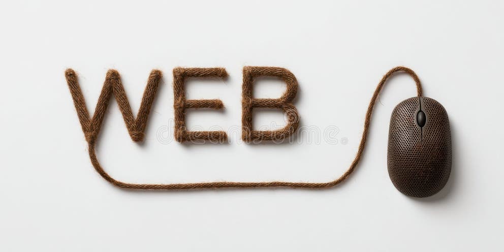 Creative Illustration of Web Concept with a Rope and Computer Mouse on ...