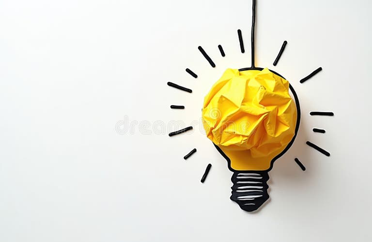 Creative Illustration of Yellow Paper Ball Forming Lightbulb ...