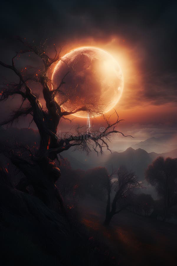 Creative Illustration of Natural Phenomenon of Eclipse Stock ...