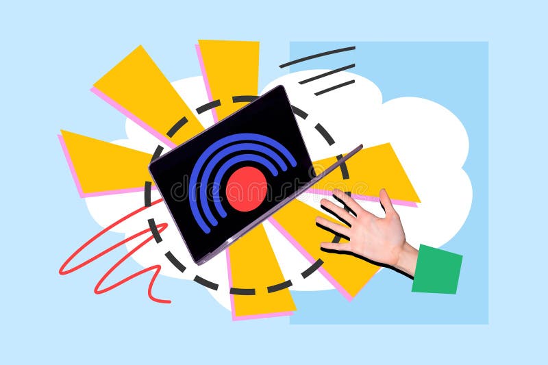 Creative Image Collage Laptop Computer Screen Internet Network ...