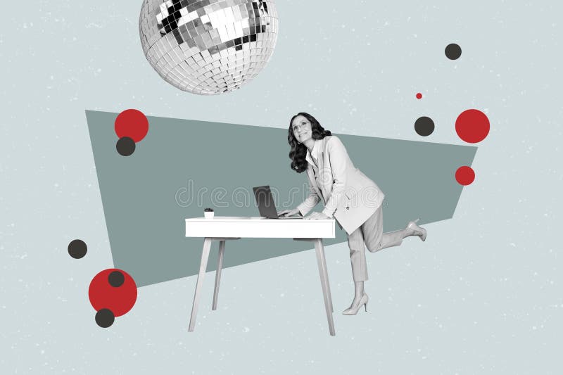 Creative Image Collage of People Dancing Under Glitter Disco Ball on ...