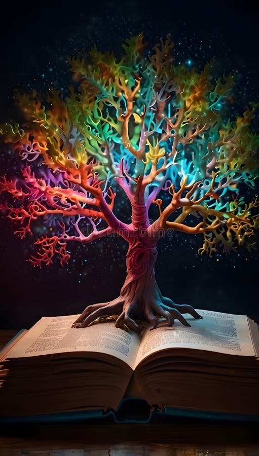 A Creative Image of a Colourfull Tree from a Open Book Stock Photo ...