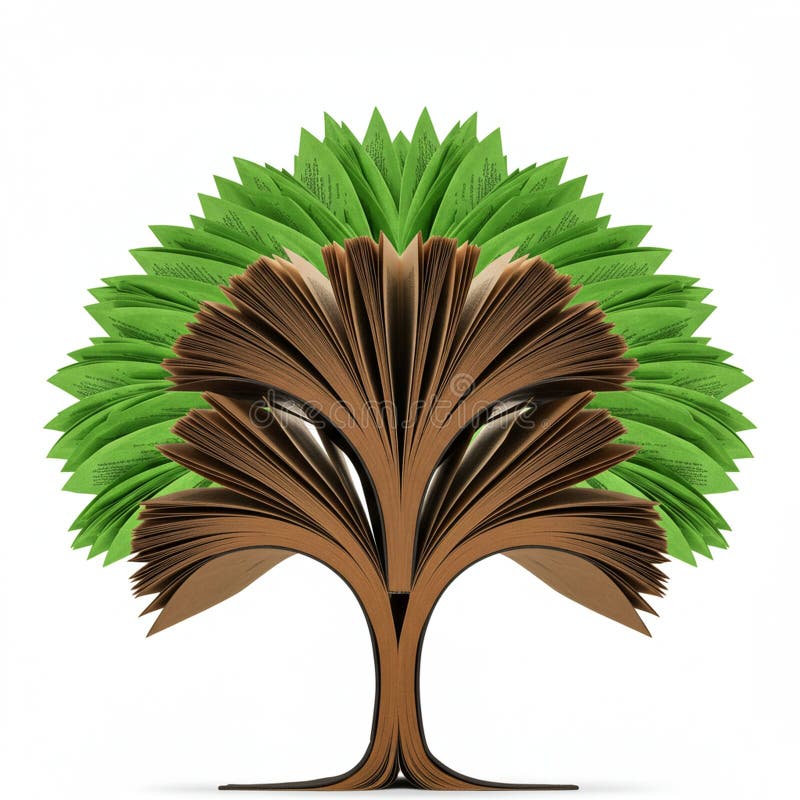 A Creative Image Depicting a Tree Made from Open Books. the Trunk and ...