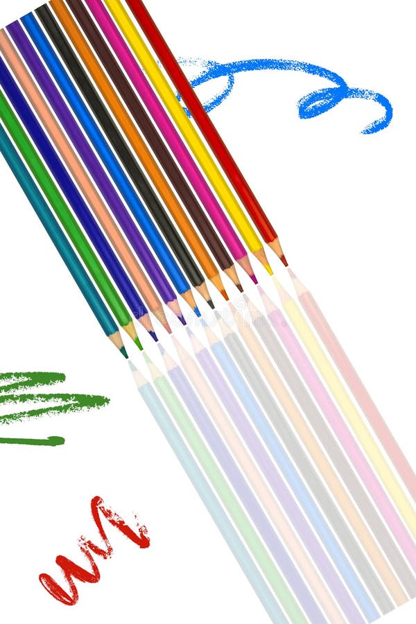 Creative Image with Different Colored Pencils and Strokes Stock Photo ...