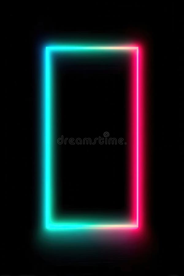 Glowing Neon Rectangle on a Black Background Stock Photo - Image of minimalistic, elegant: 414132418