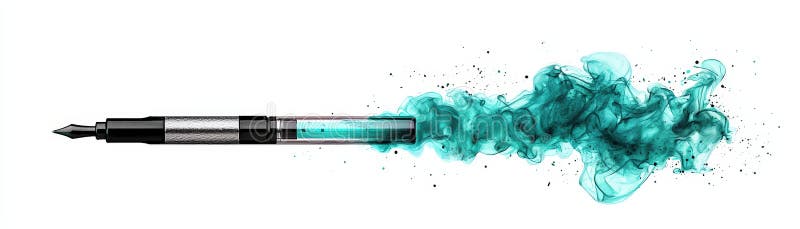 A Creative Image of a Fountain Pen with a Splash of Teal Ink ...