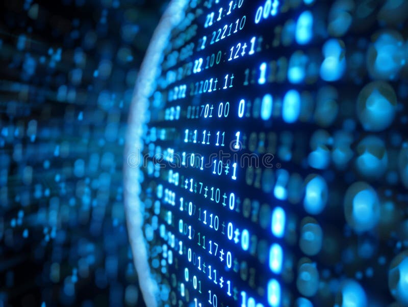 Creative Image of the Globe Formed by Binary Code and Computer Data ...