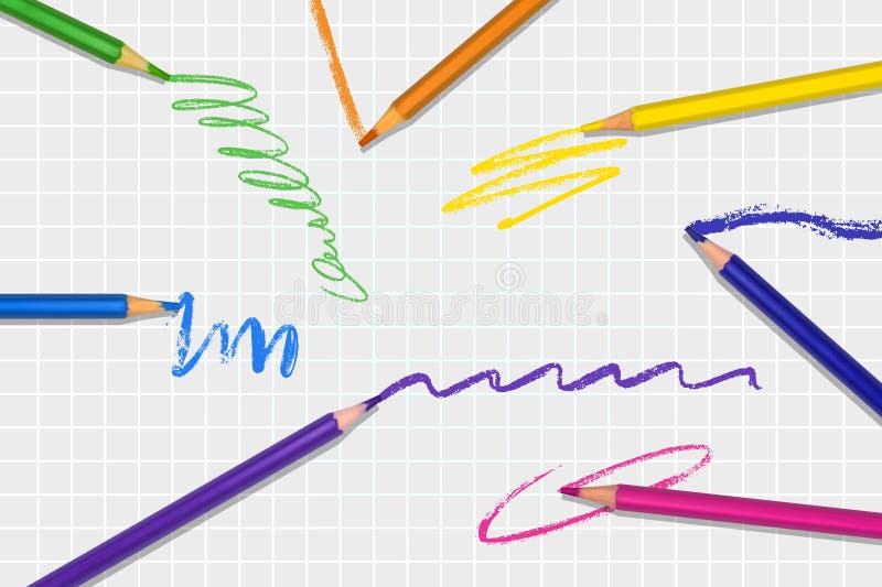 Creative Image with Groups of Colored Pencils Drawing Strokes Stock ...