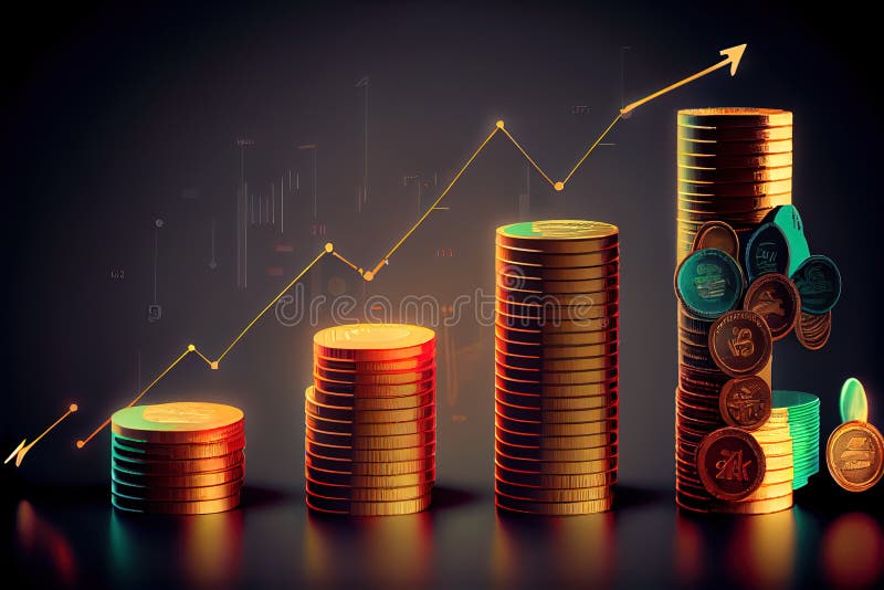 Creative Image of Growing Coin Stacks and Candlestick Forex Chart ...