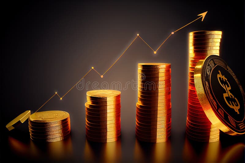 Creative Image of Growing Coin Stacks and Candlestick Forex Chart ...
