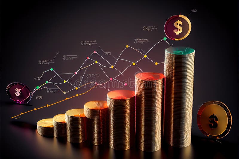 Creative Image of Growing Coin Stacks and Candlestick Forex Chart ...