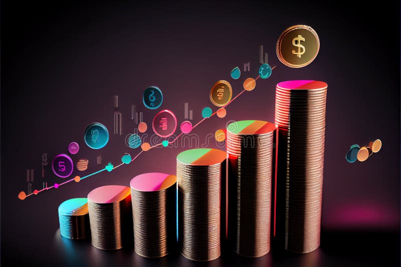 Creative Image of Growing Coin Stacks and Candlestick Forex Chart ...