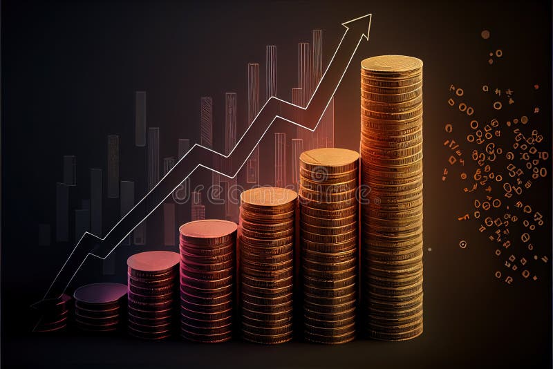 Creative Image of Growing Coin Stacks and Candlestick Forex Chart ...