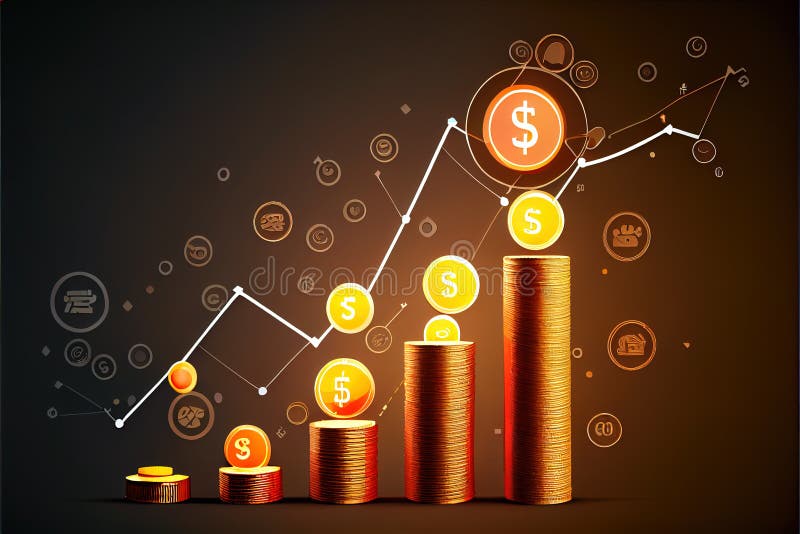 Creative Image of Growing Coin Stacks and Candlestick Forex Chart ...