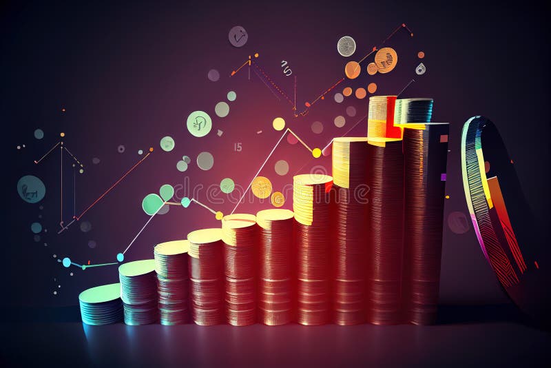 Creative Image of Growing Coin Stacks and Candlestick Forex Chart ...