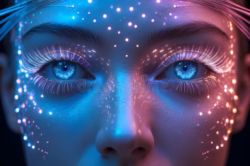 Creative Image of a Human Face Made of Fractals and Light Stock Photo ...