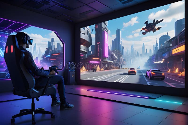 Creative Image of Immersive Gaming World, High-tech Room, Fully Engaged ...