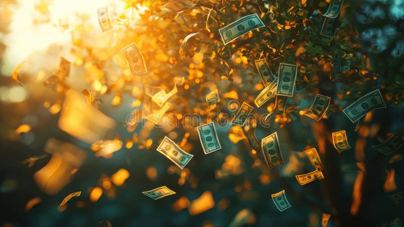 Creative Image of Money Falling from a Tree Representing Financial ...