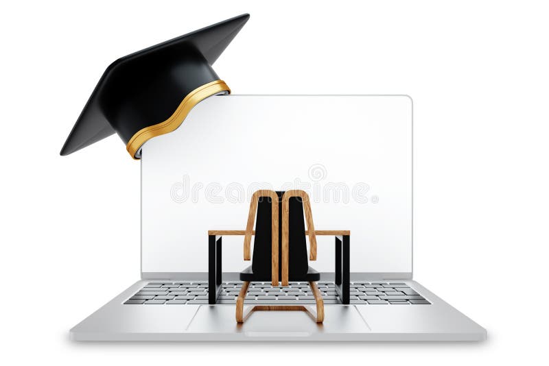 Creative Image, Online Education Concept, Laptop Study Desk and ...