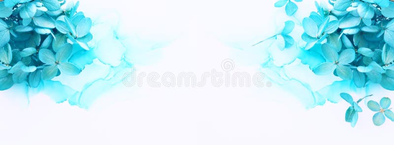 Creative Image of Pastel Blue Hydrangea Flowers on Artistic Ink ...