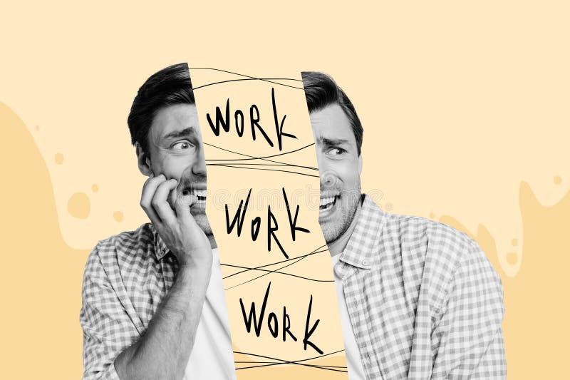 Creative Image Picture Scared Frightened Man Bite Finger Nails Work ...