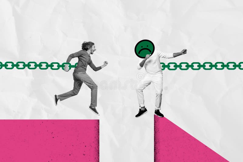 Creative Image Picture Young Man Run Chains Control Manipulation Abyss ...