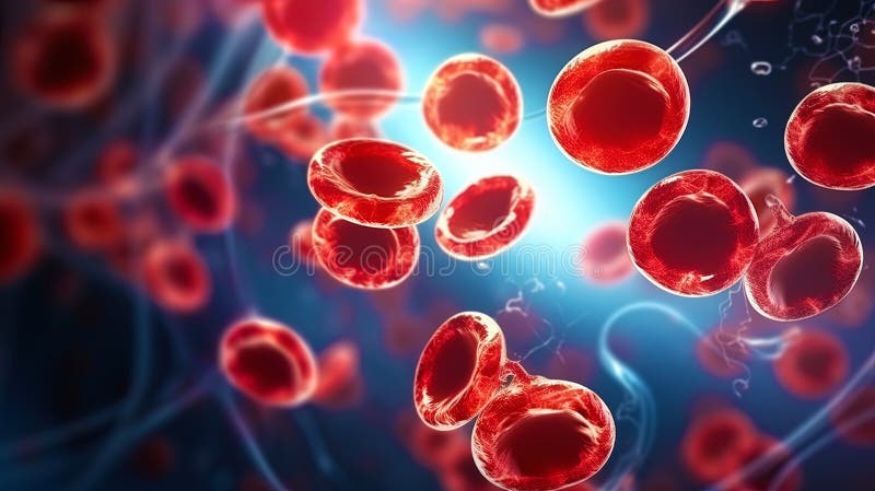 Creative Image Of Platelets Framed By Living Cells In The Circulatory System Stock Illustration