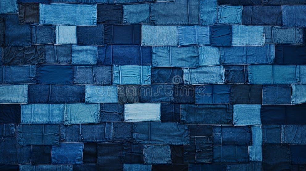 Creative Patchwork of Denim Textures in Various Shades of Blue, Ideal ...